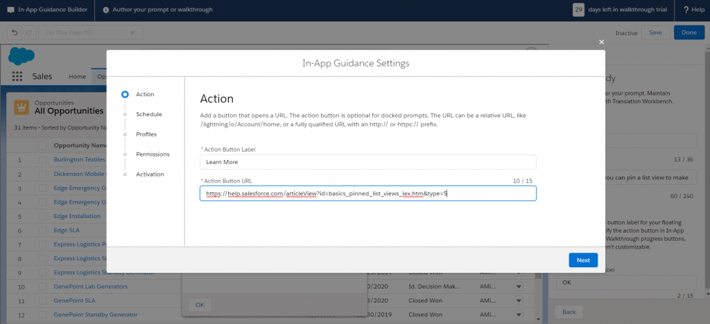 In App Guidance in Salesforce | WedgeCommerce